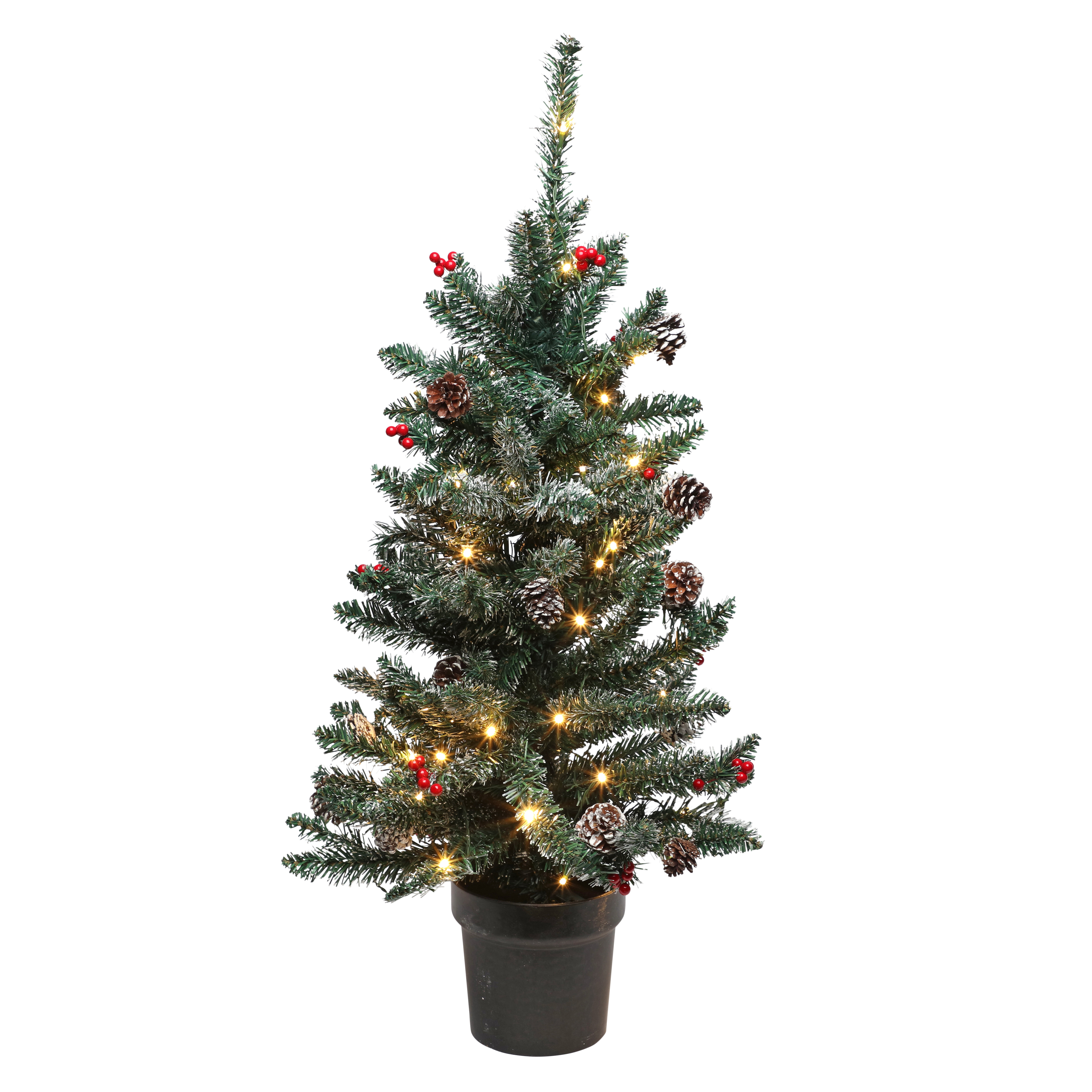 Mini Kunstkerstboom Creston in pot 40 LED H90xD50cm - Kunstk...
